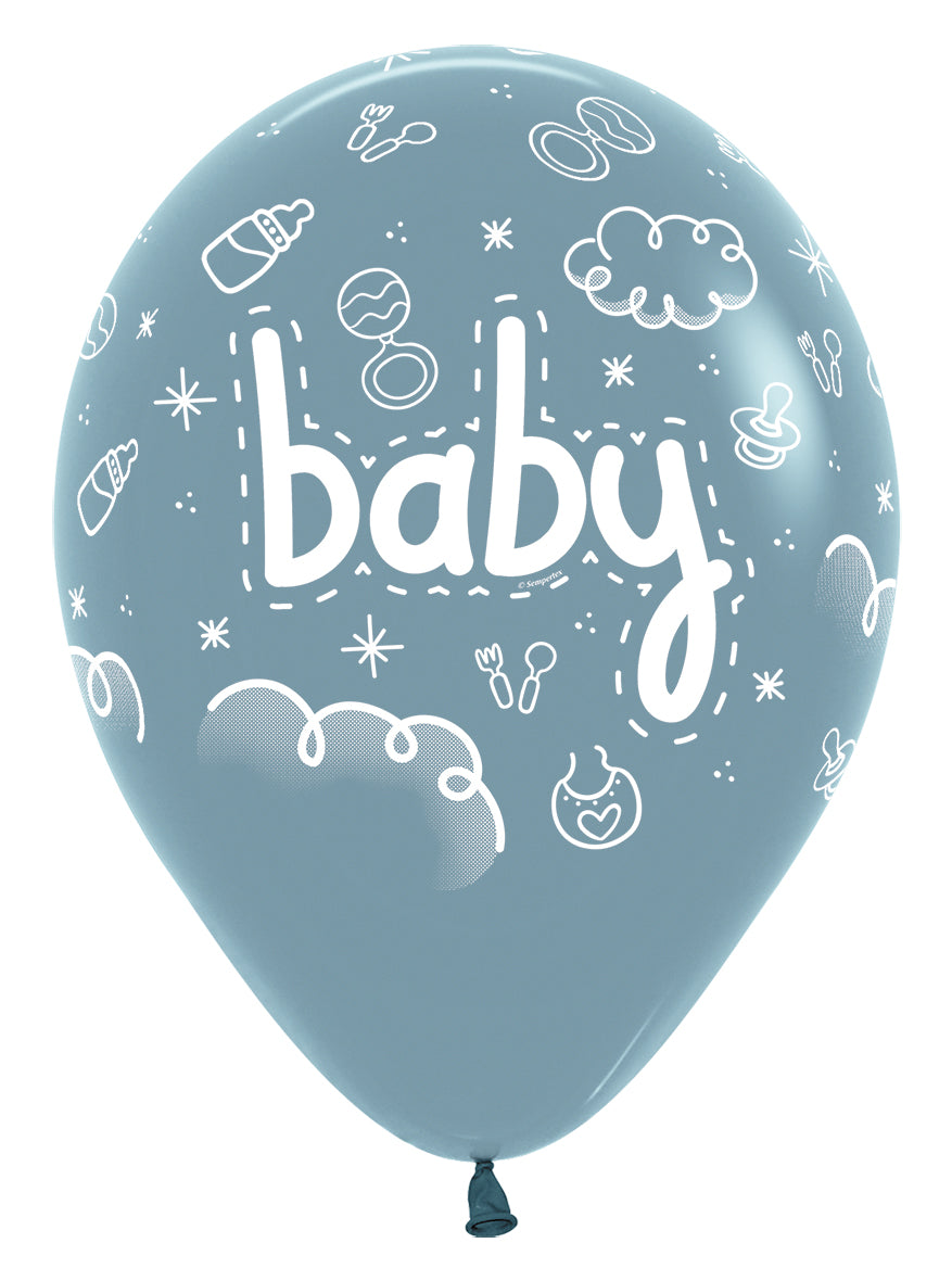 12" Sempertex Baby Pastel Dusk Blue Latex Balloons 25 Per Bag