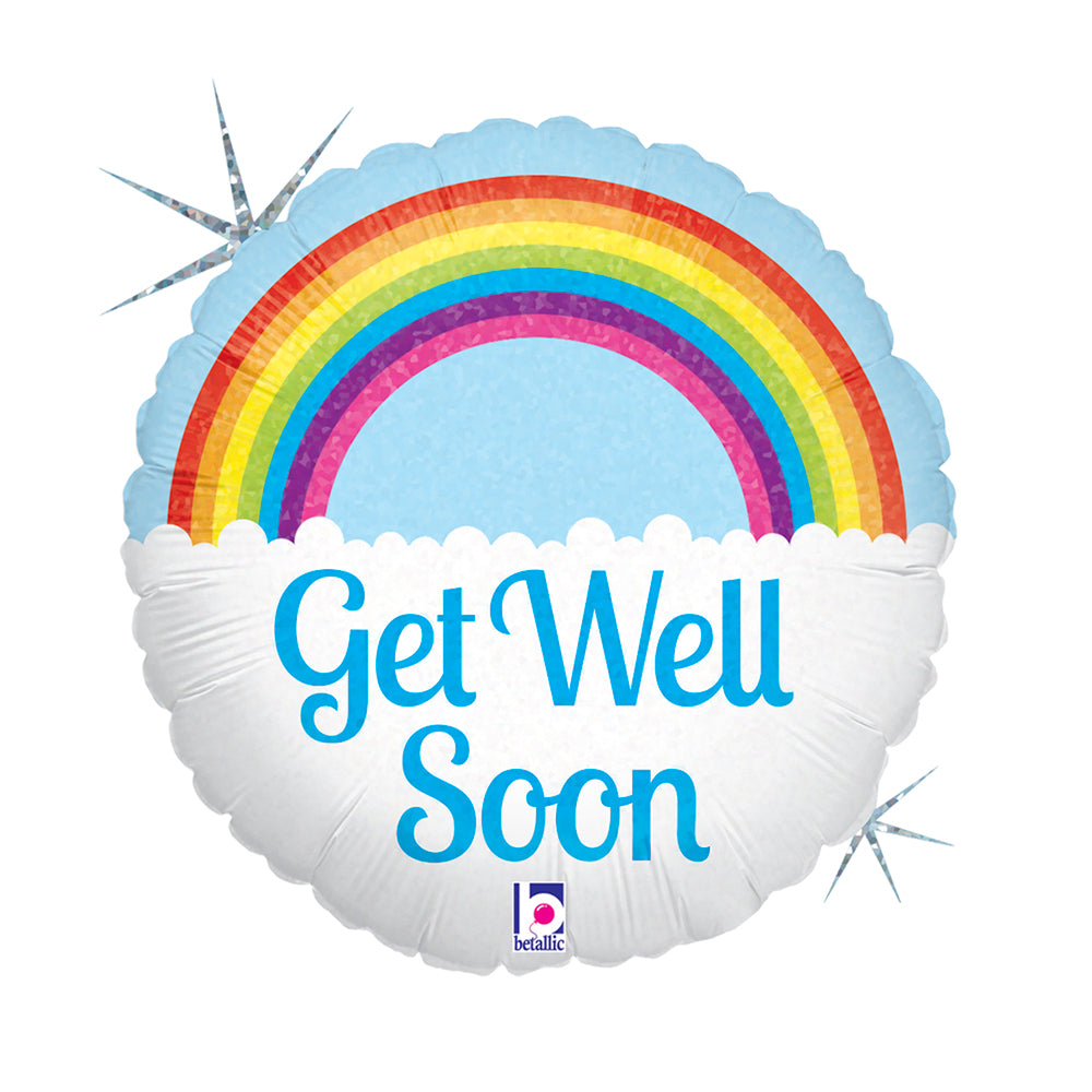 18" Get Well Soon Rainbow Holographic Foil