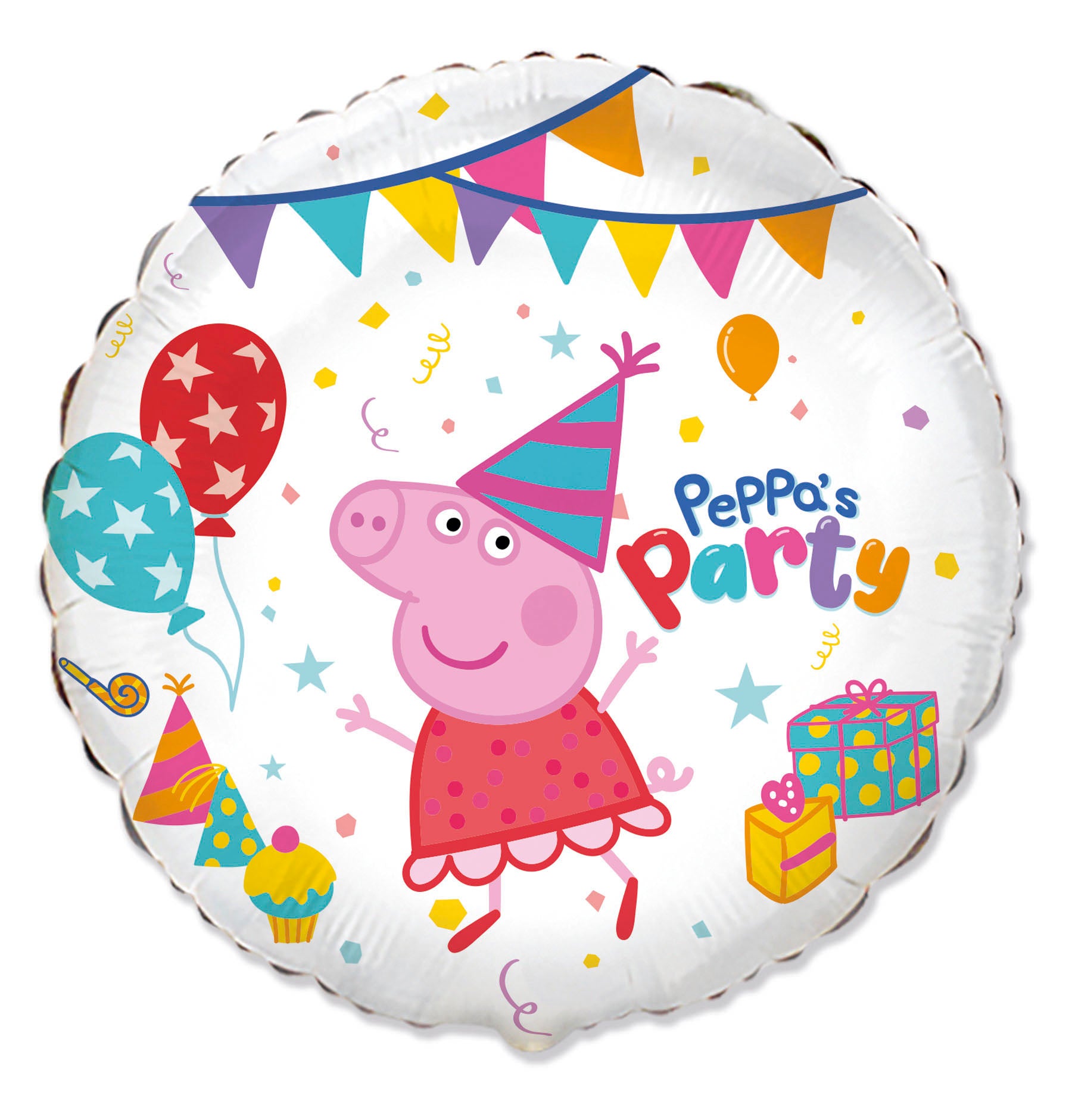 18" Round Peppa Pig White Foil Balloon