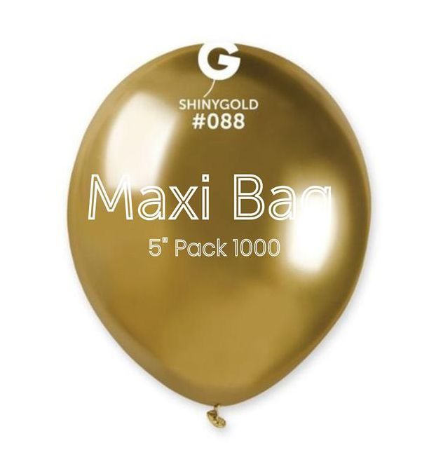 5" Gemar Maxi Latex Shiny Gold Latex Balloons 1000 Per Bag