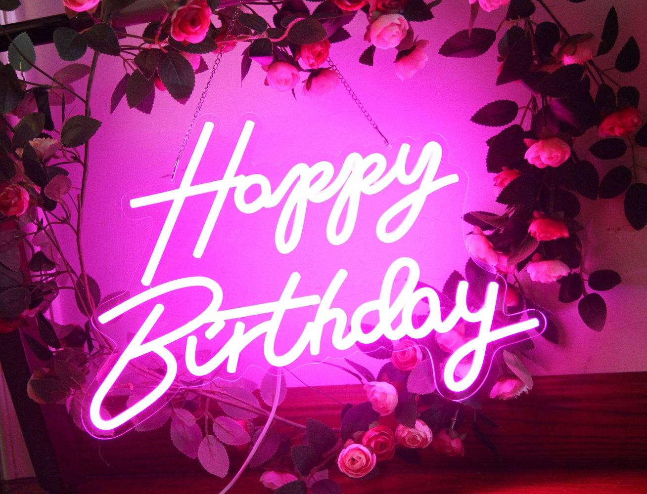 Happy Birthday Neon Sign Pink