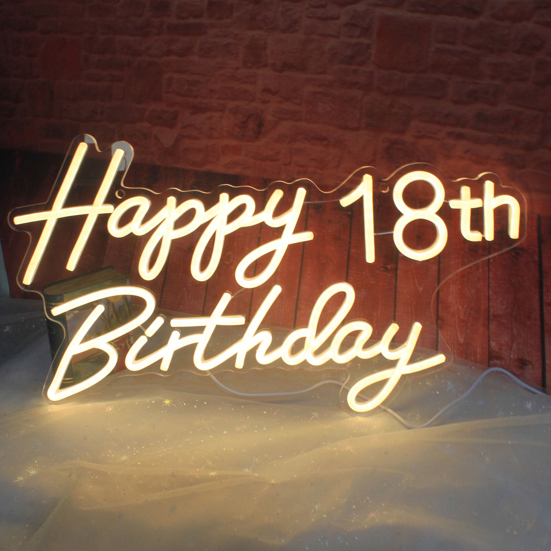 Happy 18th Birthday Neon Sign Warm White 50cm x 29cm